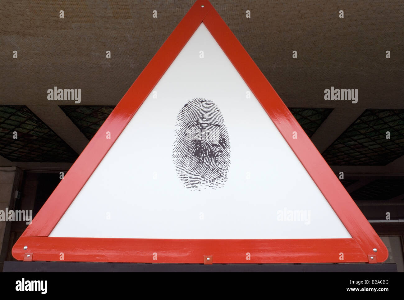 fingerprint on road sign Stock Photo - Alamy