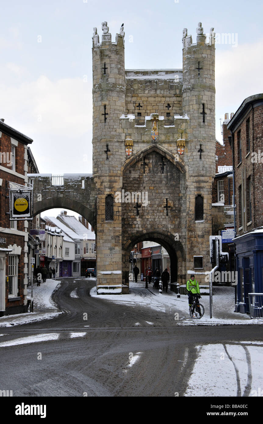 Monk Bar after snow, York, England, UK Stock Photo - Alamy