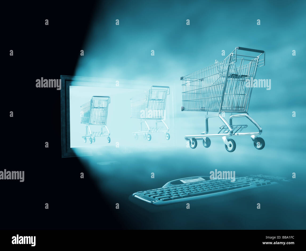 shopping cart go into computer Stock Photo - Alamy