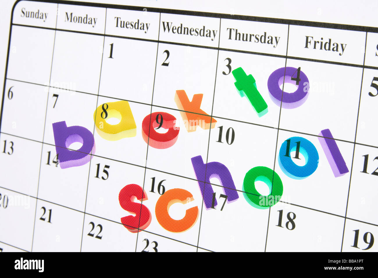 Back to School and Calendar Stock Photo - Alamy