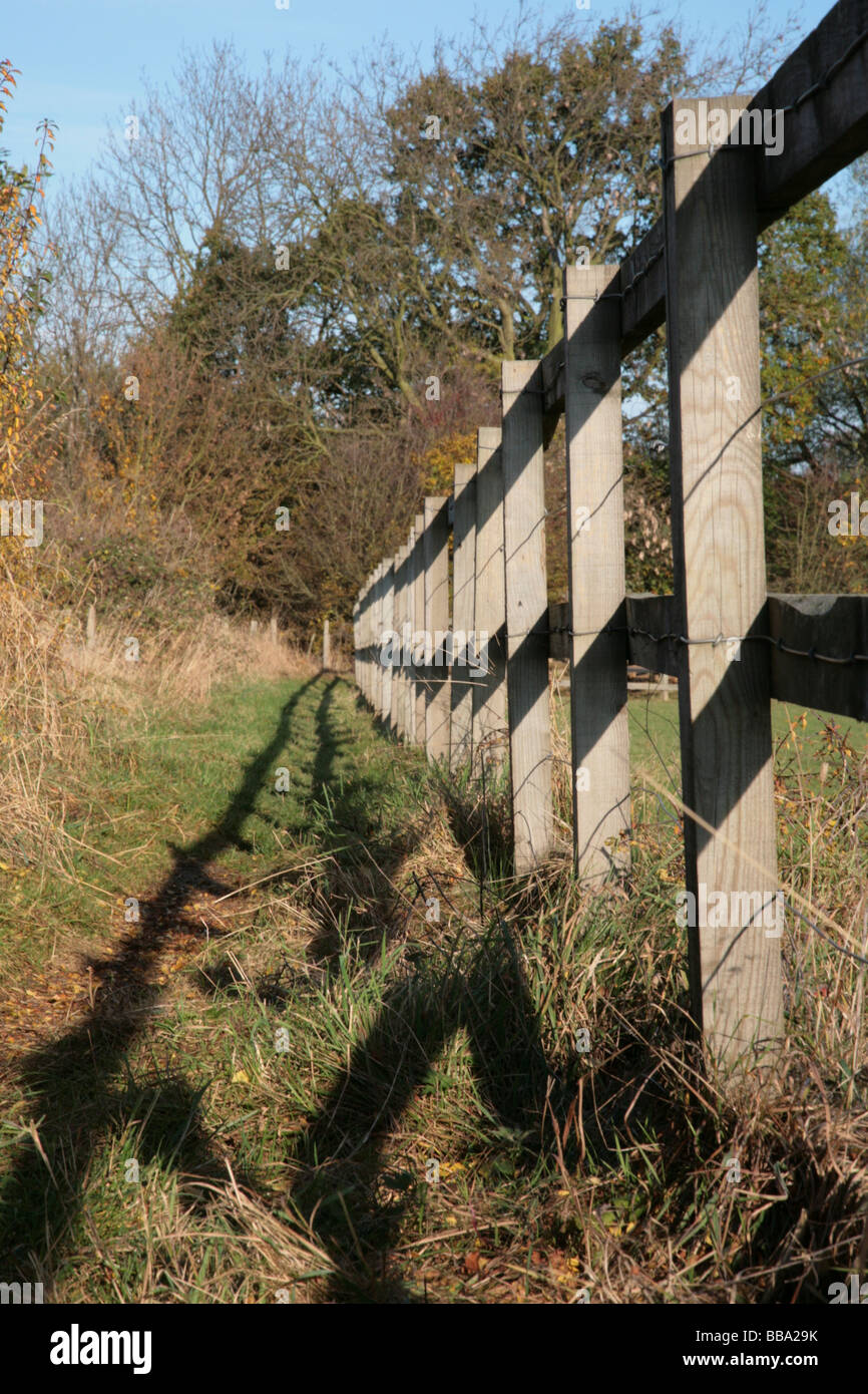 English country lane with prominant fence Stock Photo - Alamy