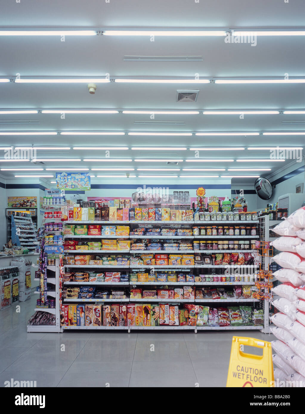 Interior of a convenience store, Shanghai, People's Republic of China ...