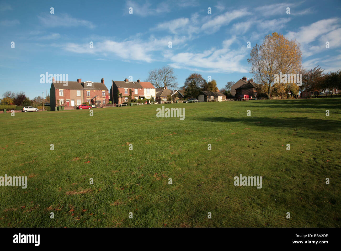 Yorkshire rural villagevfrom a distance over the village green. A ...