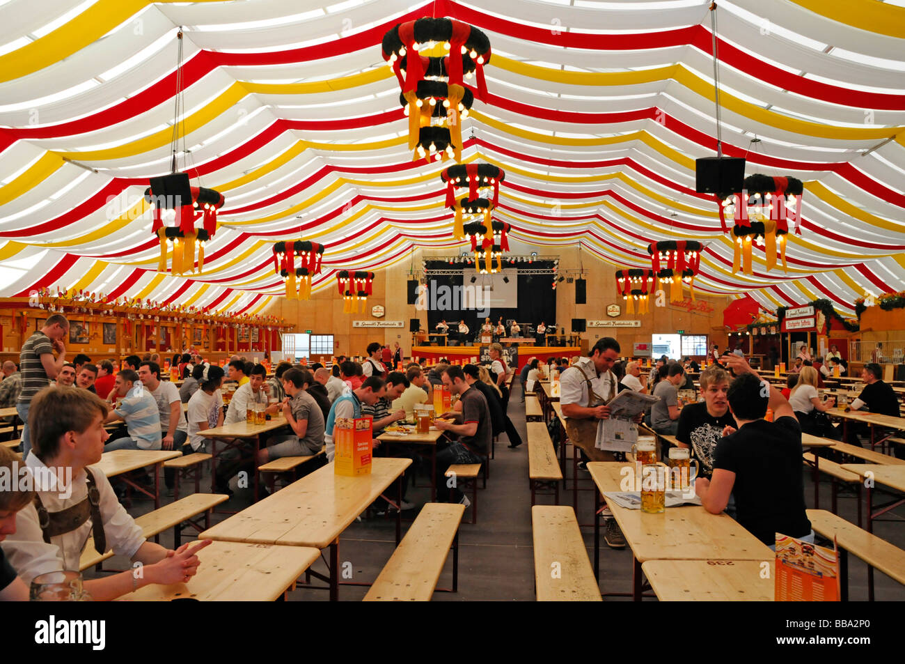 Beer tent interior shot, Fruehlingsfest Spring Fest 2009, Cannstatter ...