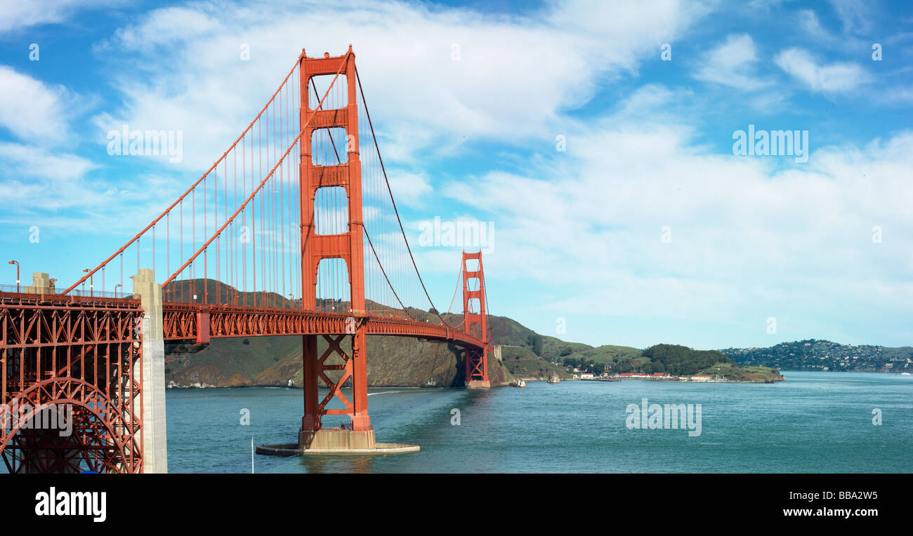 Panoramic view of the Golden Gate Bridge in San Francisco California ...