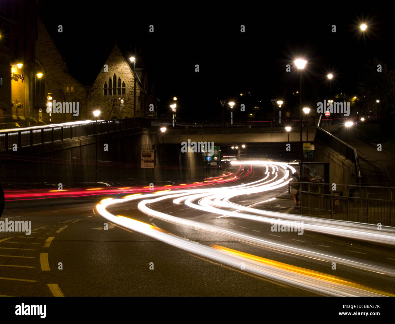 Main road with light trails hi-res stock photography and images - Alamy