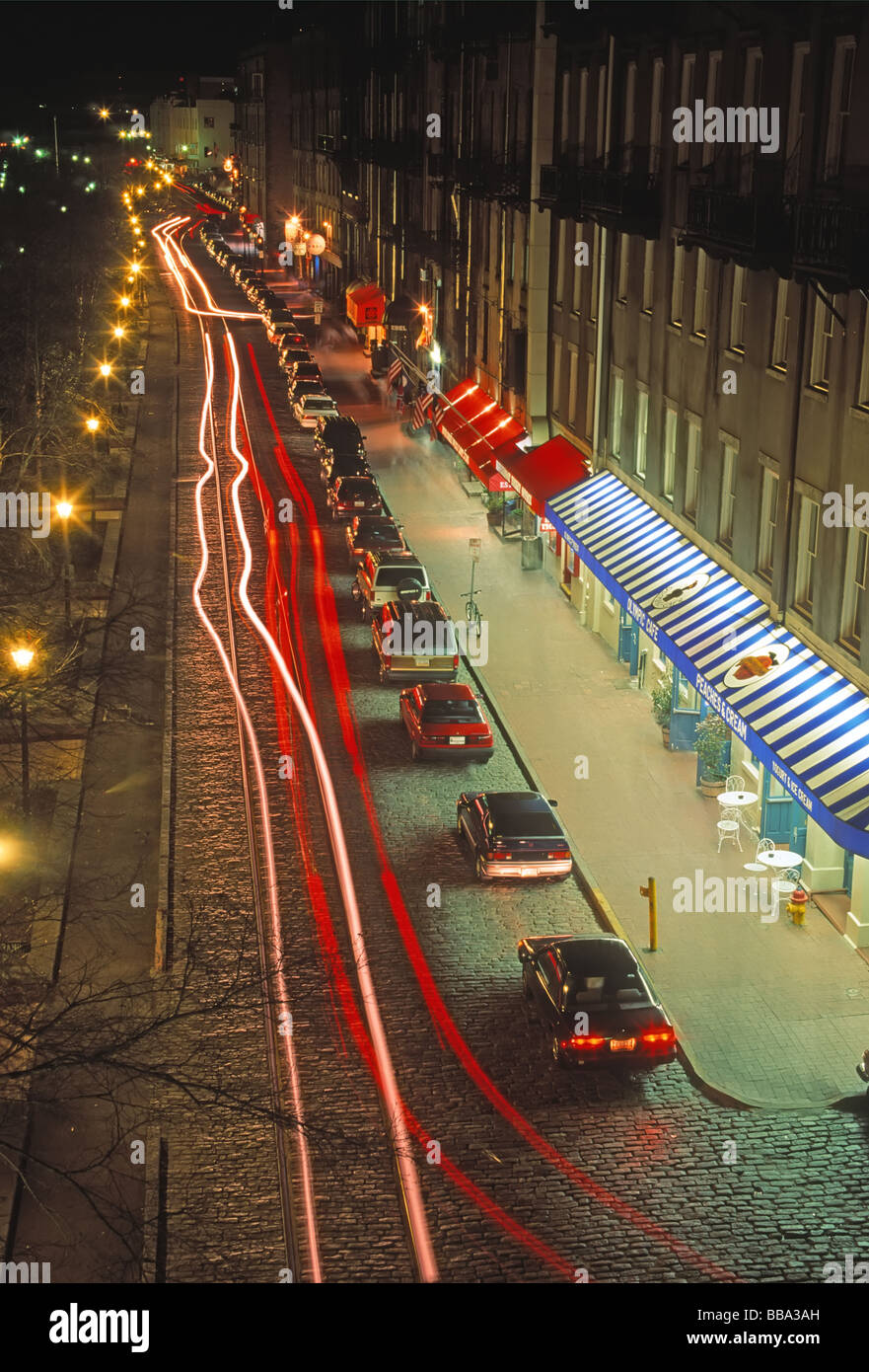 River Street at night in Historic Savannah Georgia Stock Photo - Alamy