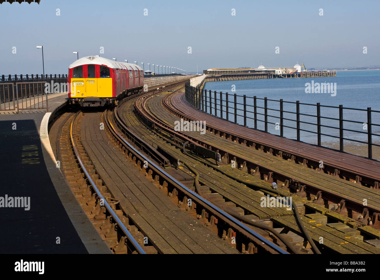 Ex Underground Train approaching Ryde Town Station Isle Wight Hampshire ...