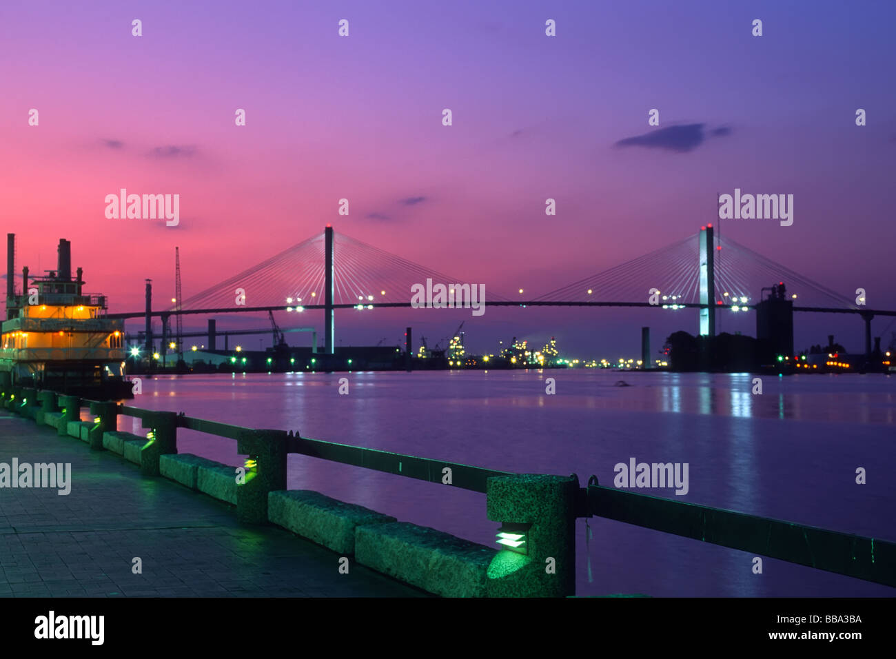 Savannah River bridge at dusk in Savannah Georgia Stock Photo - Alamy