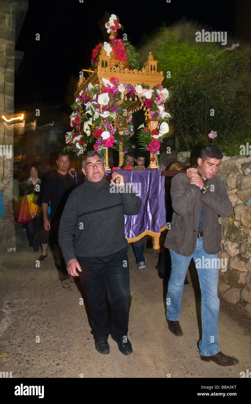 Easter religious Epitaphios procession the the village of Proastio at ...