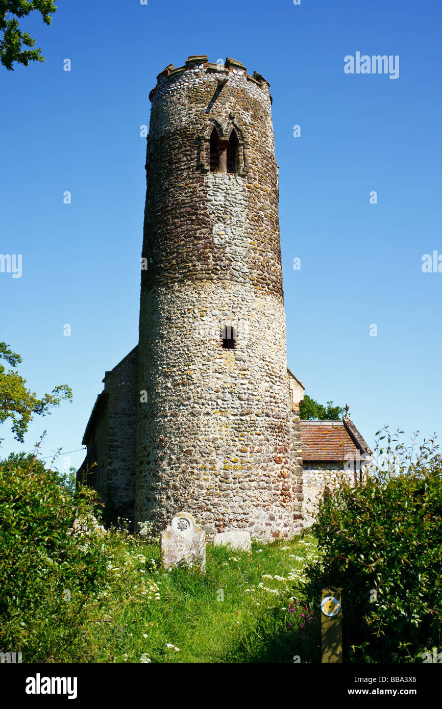 The round towered church and graveyard at Bessingham "North Norfolk" UK ...