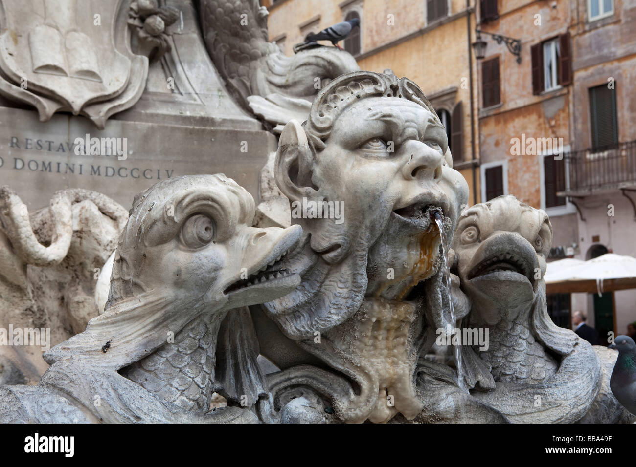 Grimfaced Ogre in the 16th century fountain, Piazza della Rotonda ...