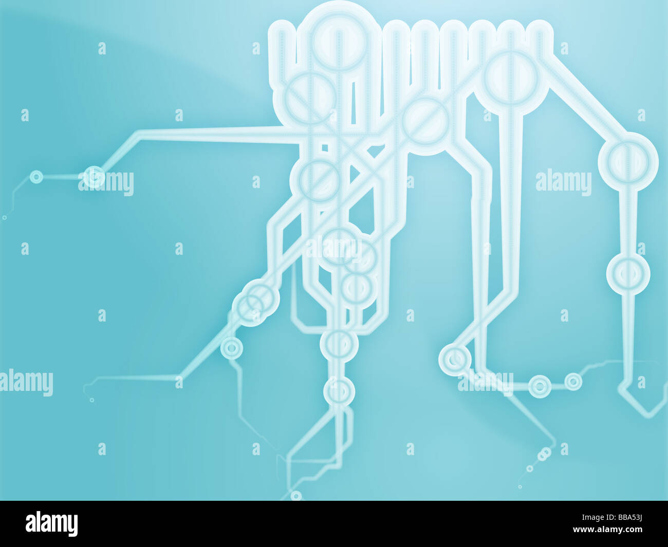 Abstract technical schematic diagram illustration with circuitry and ...