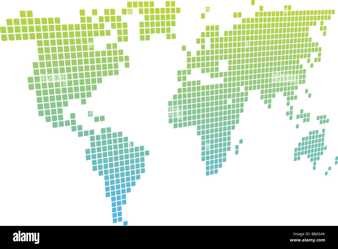 Map of the world illustration perspective mosaic block style Stock ...