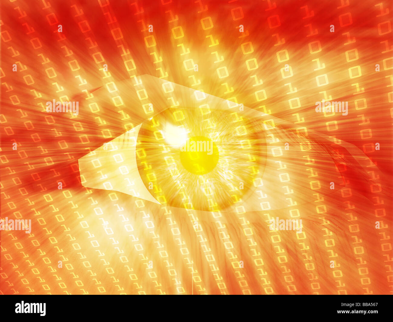 Electronic eye with glowing energy effects digital illustration Stock ...