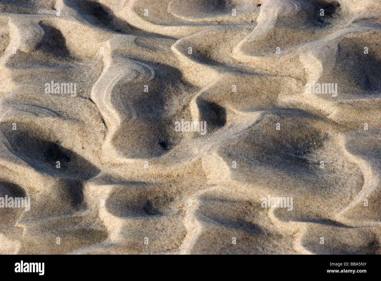 Sand structures, created by waves and wind, North Sea, Denmark, Europe ...