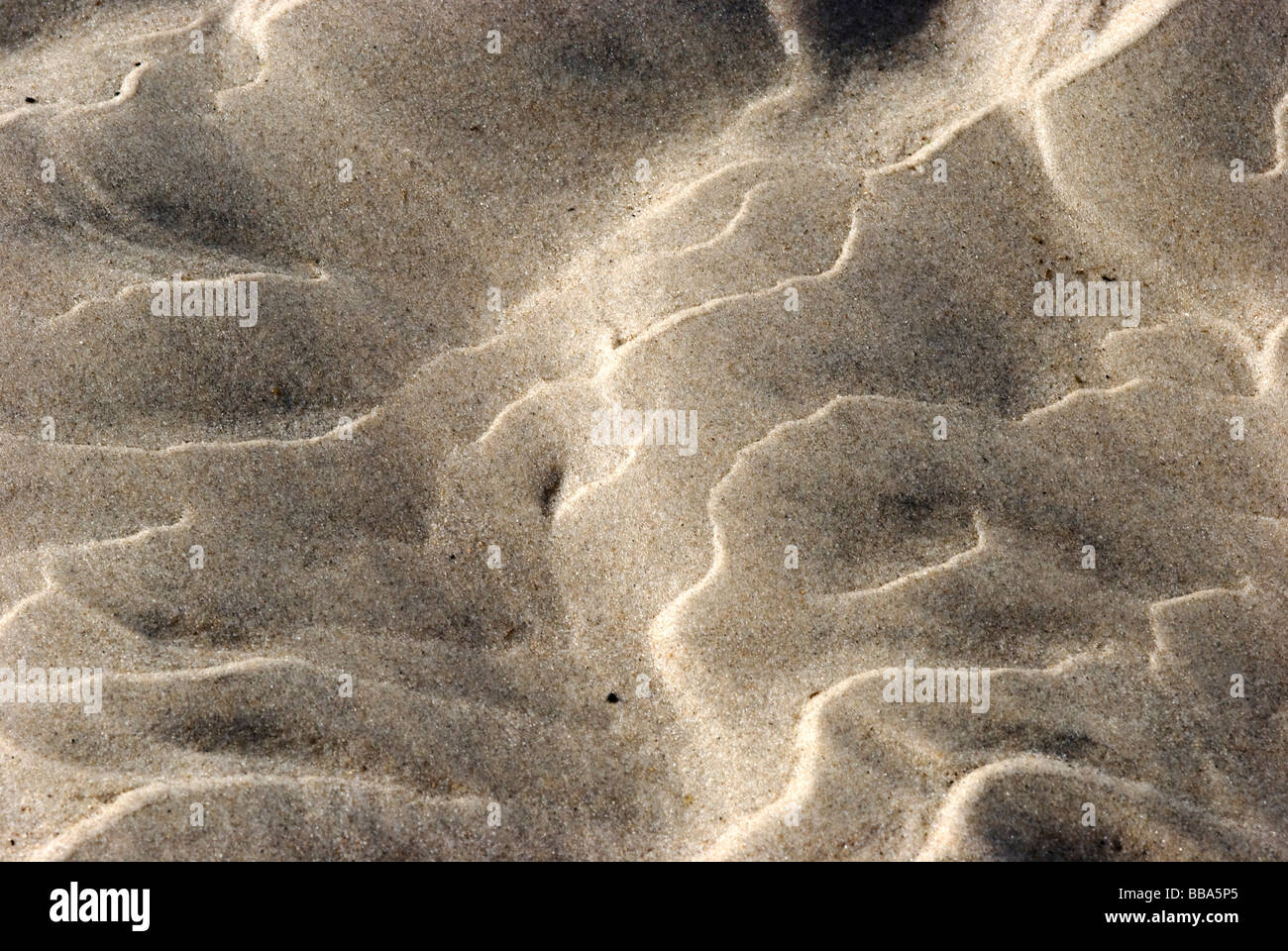 Sand structures, created by waves and wind, North Sea, Denmark, Europe ...