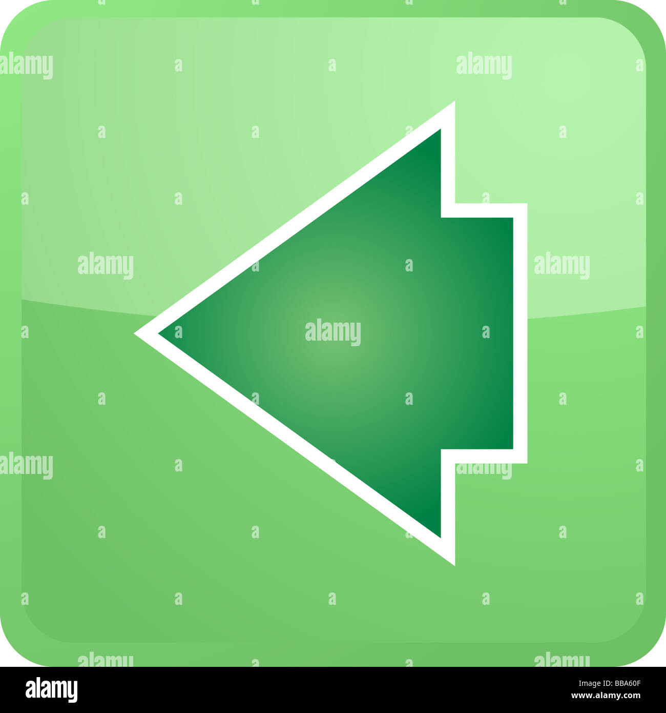 Back navigation icon glossy button square shape Stock Photo - Alamy