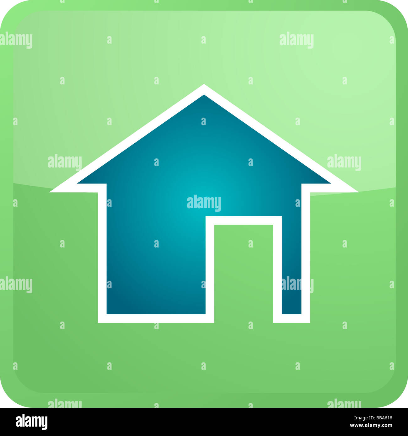 Home navigation icon glossy button square shape Stock Photo - Alamy