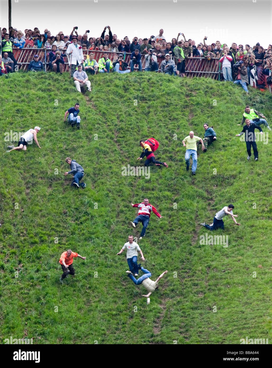 The annual cheese rolling event at Coopers Hill in the Cotswolds, May ...