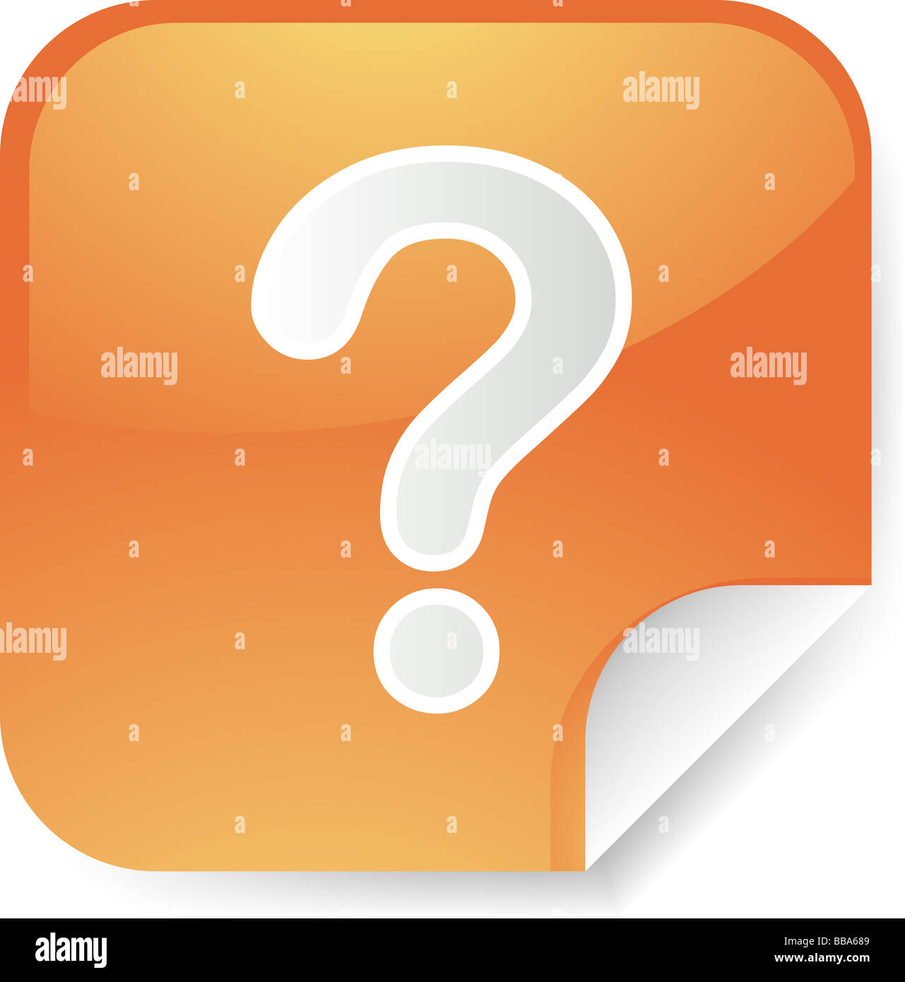 Navigation icon sticker button with question mark Stock Photo - Alamy