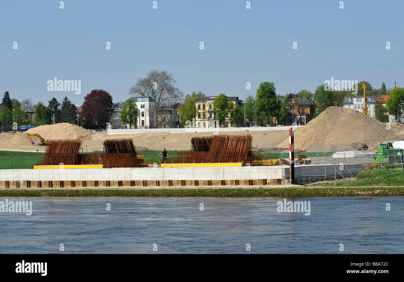 Construction site Waldschloesschen Bridge, for crossing the Elbe River ...