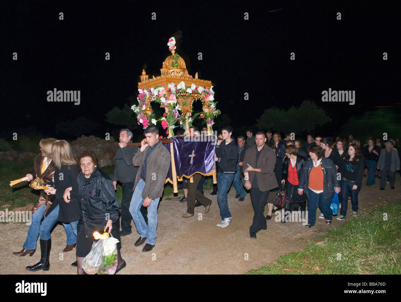 Easter religious epitaphios procession village hi-res stock photography ...