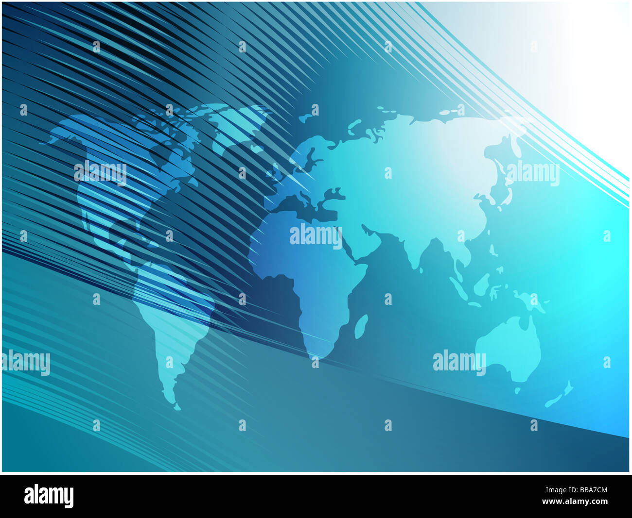 Map of the world illustration with abstract curved lines Stock Photo ...