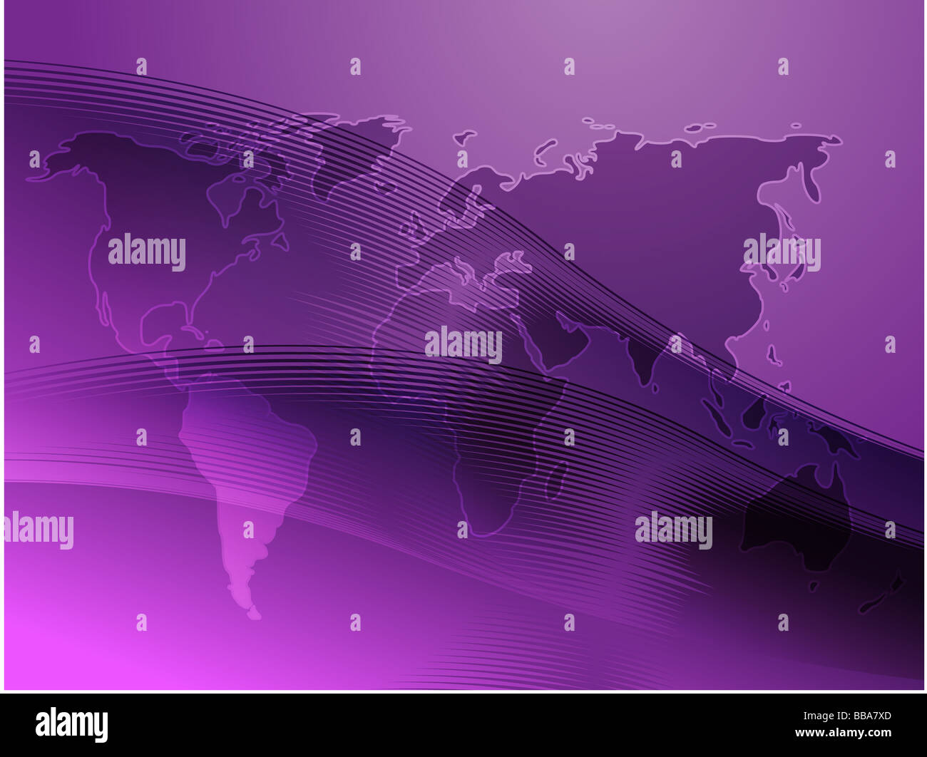 Map of the world illustration with wavy gradient curves Stock Photo - Alamy