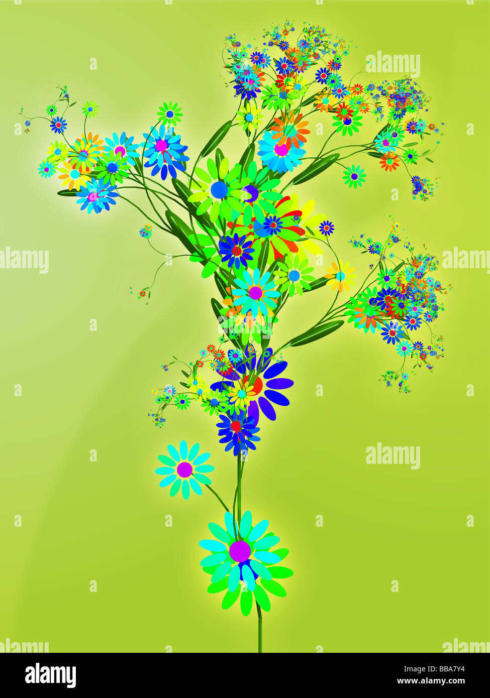 Floral nature themed design illustration with leaves and blossoms Stock ...