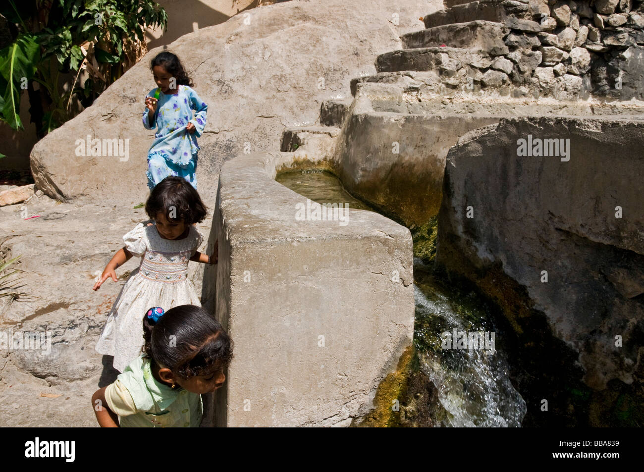 Aflaj ancient water irrigation system in the village of Misfat Al ...