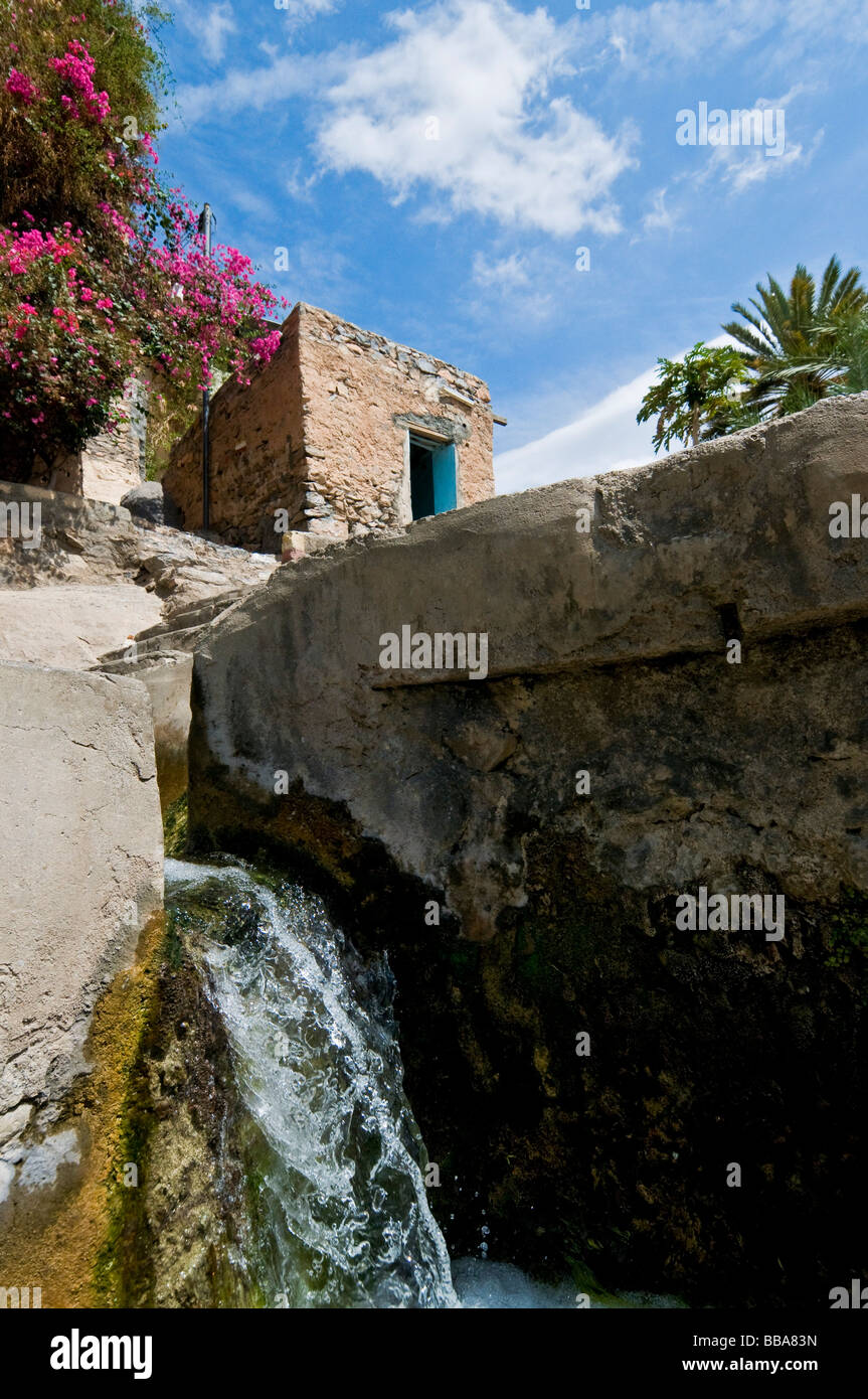 Aflaj ancient water irrigation system in the village of Misfat Al ...