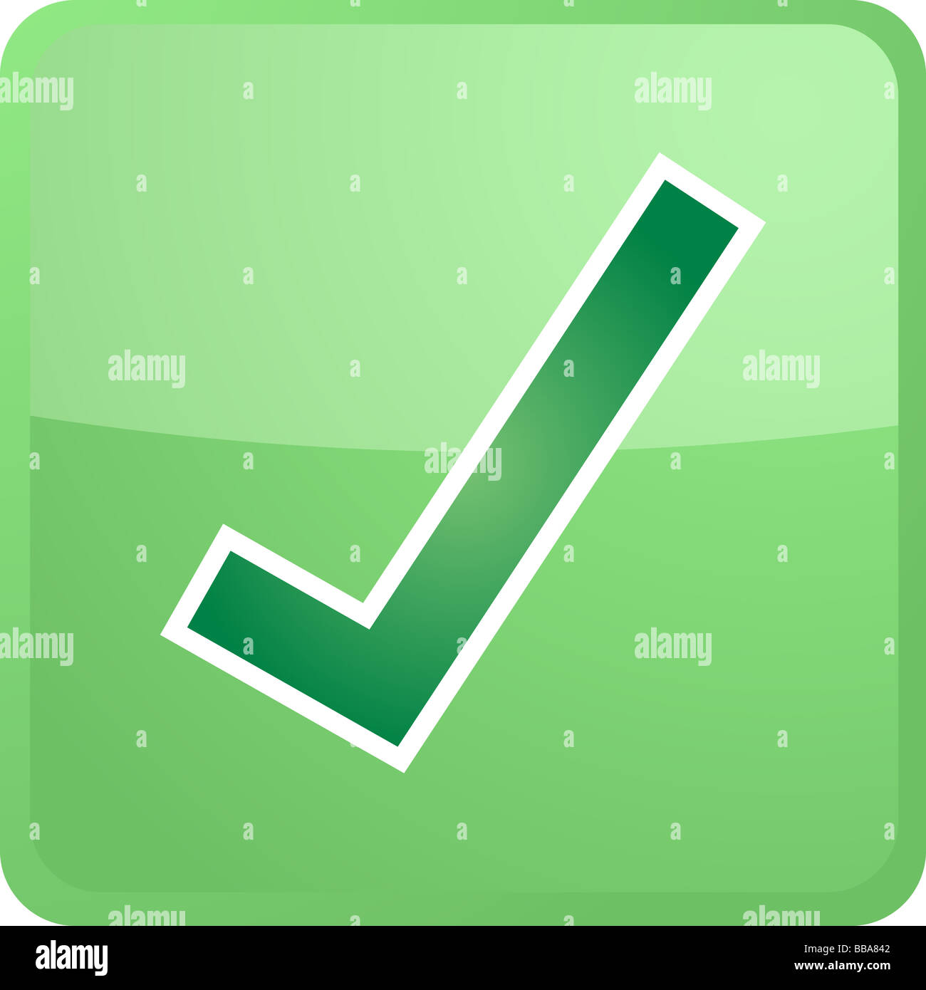 Confirm navigation icon glossy button square shape Stock Photo - Alamy