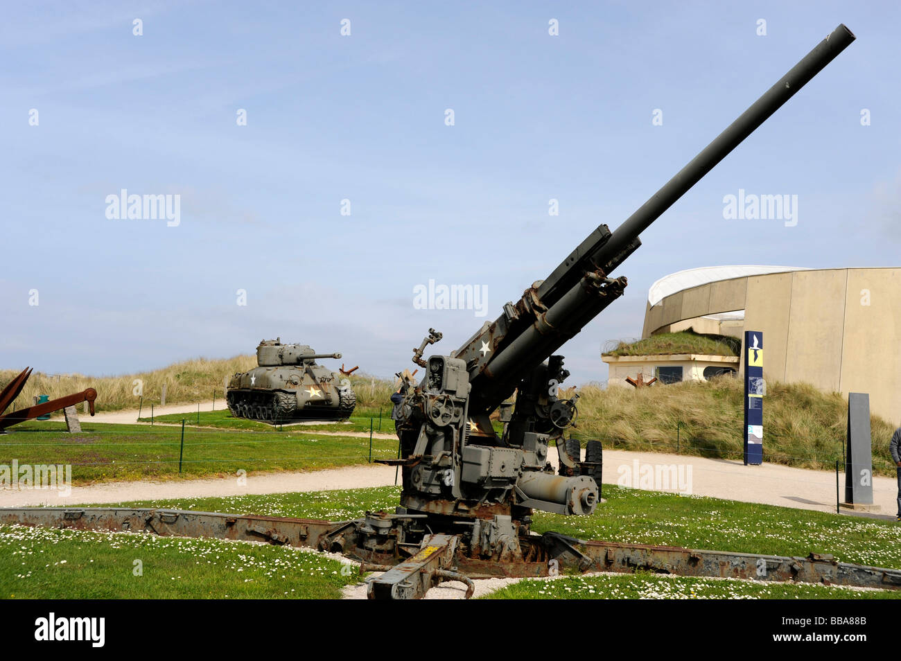 D-Day 90mm flak Sherman tank Landing museum at Utah beach Sainte Marie ...