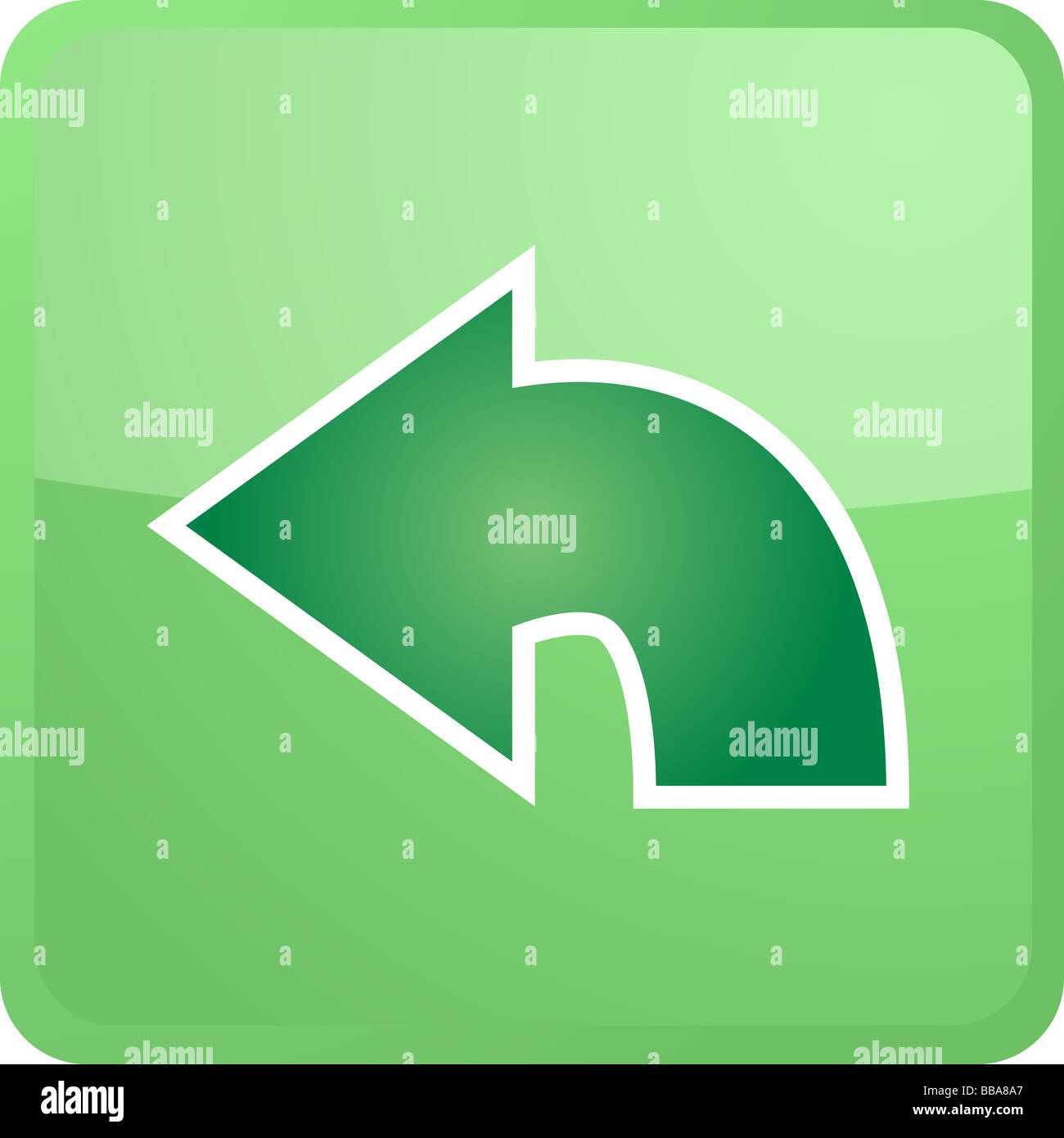 Return navigation icon glossy button square shape Stock Photo - Alamy