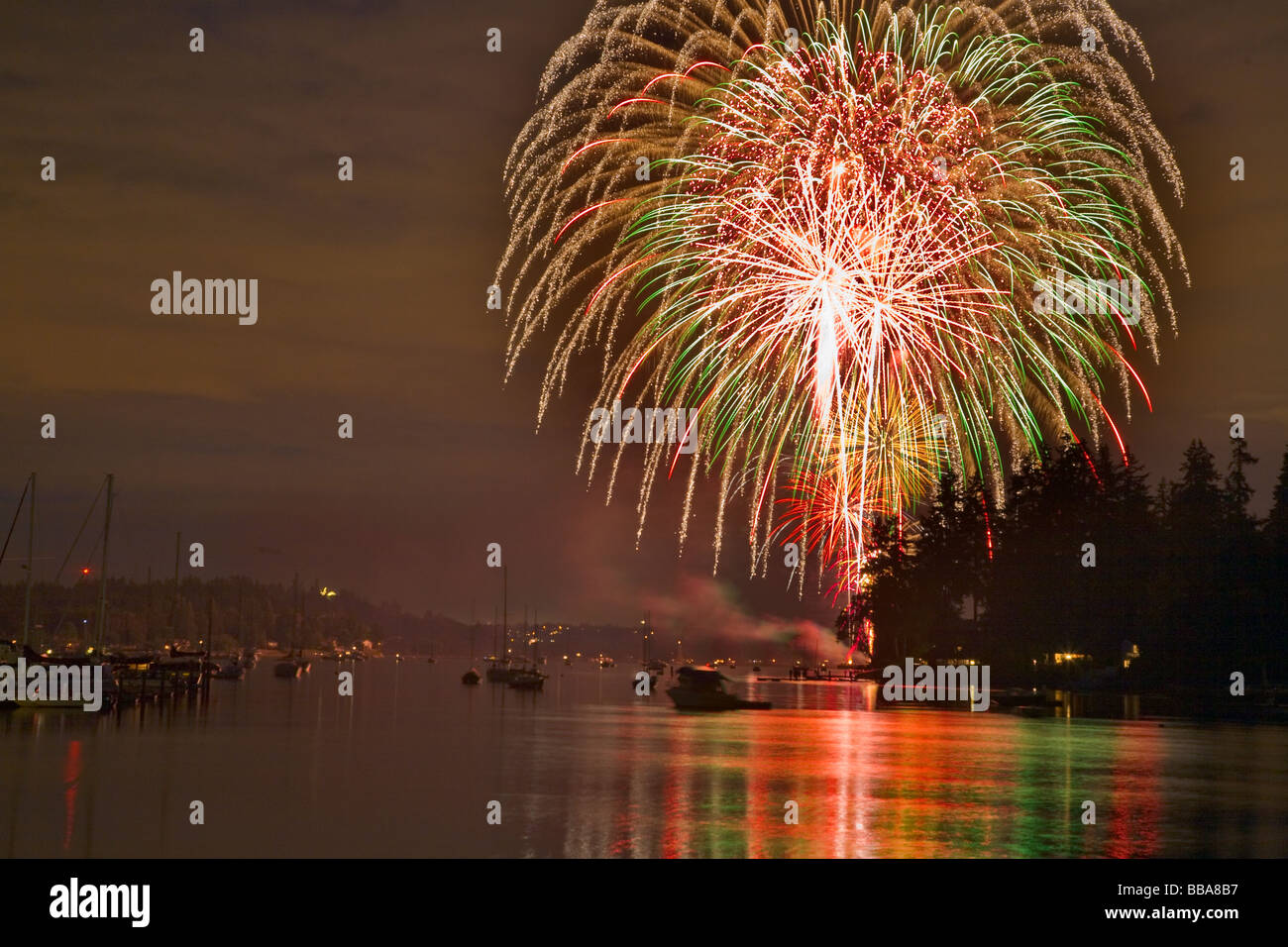 Vashon Island WA Night view of Inner Quartermaster Harbor with ...