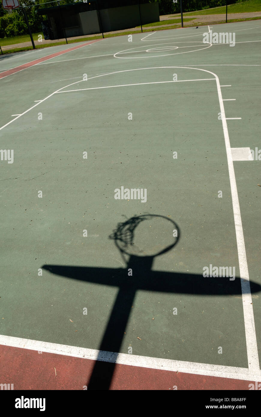 basketball court and shadow of rim and net Stock Photo - Alamy