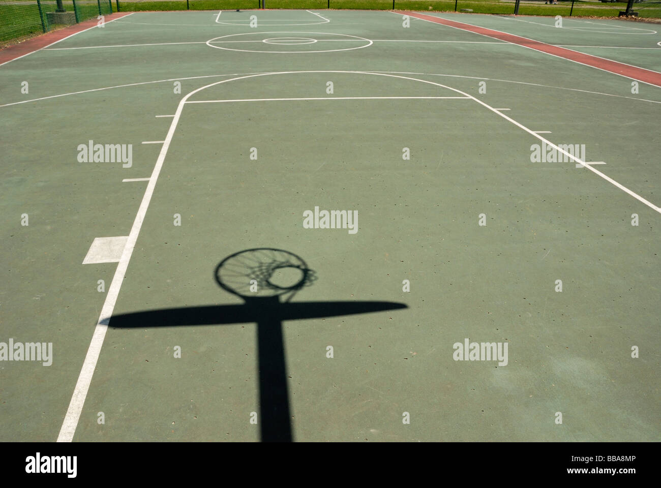 basketball court and shadow of rim and net Stock Photo - Alamy