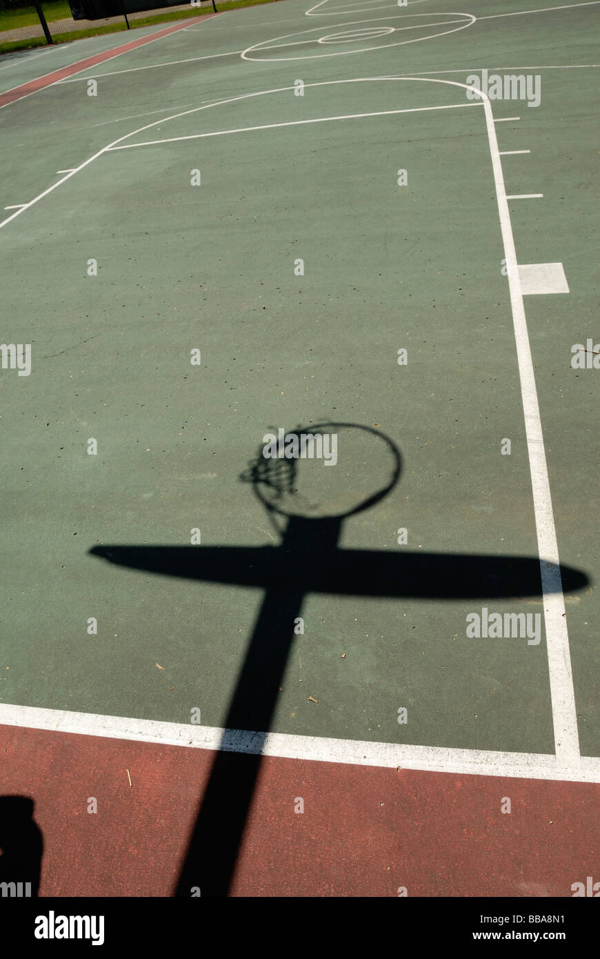 basketball court and shadow of rim and net Stock Photo - Alamy