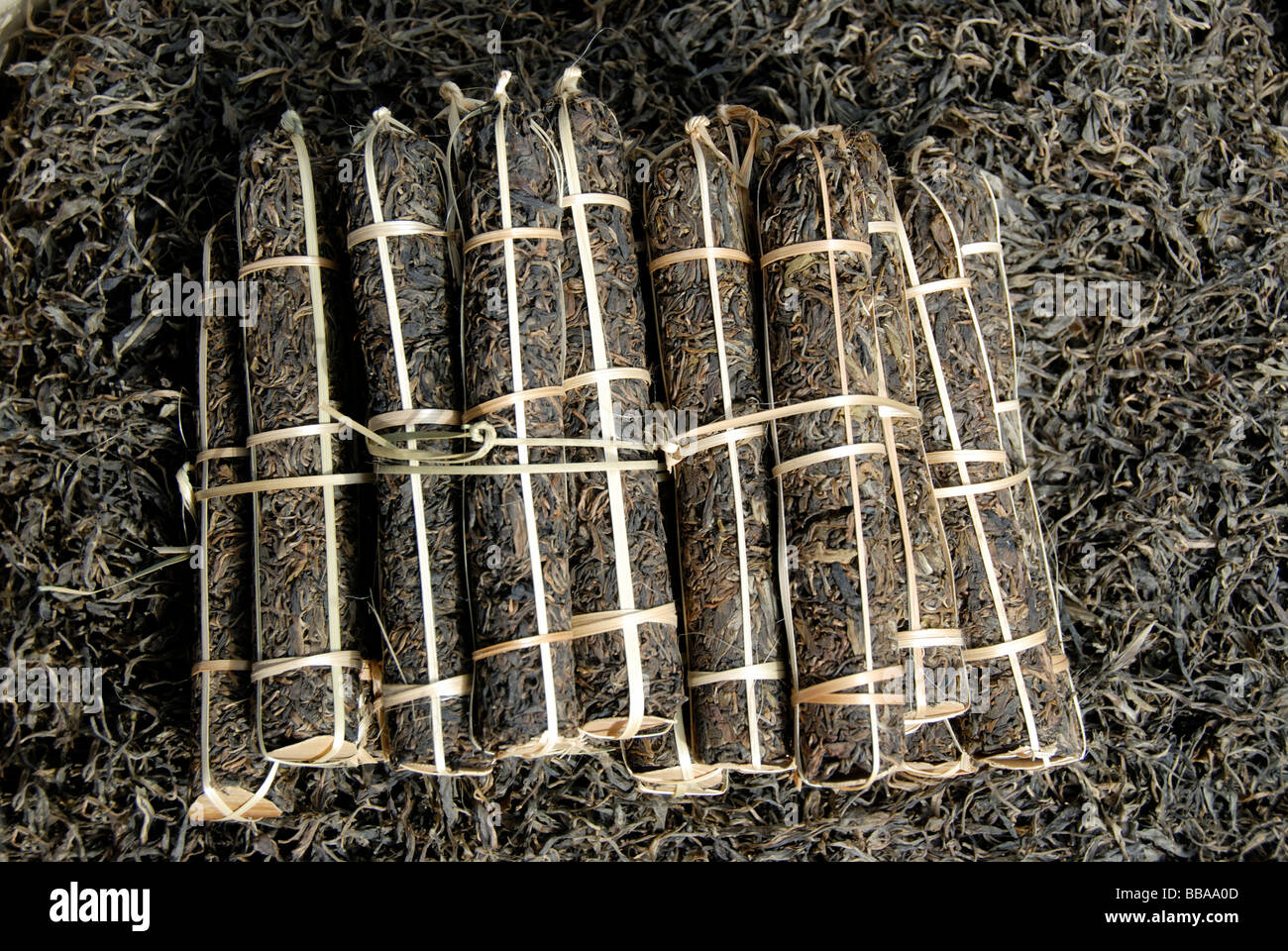 Attractively packaged green tea from Phongsali, Laos, Southeast Asia ...