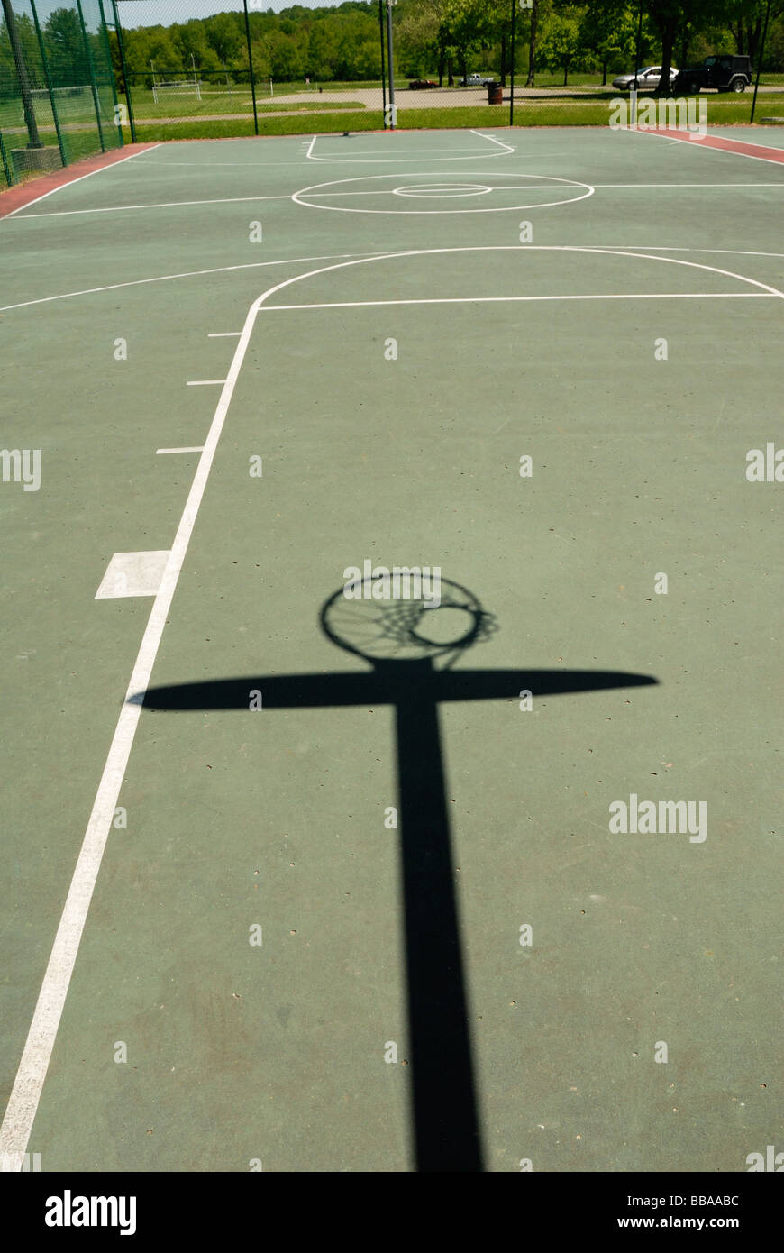 basketball court and shadow of rim and net Stock Photo - Alamy