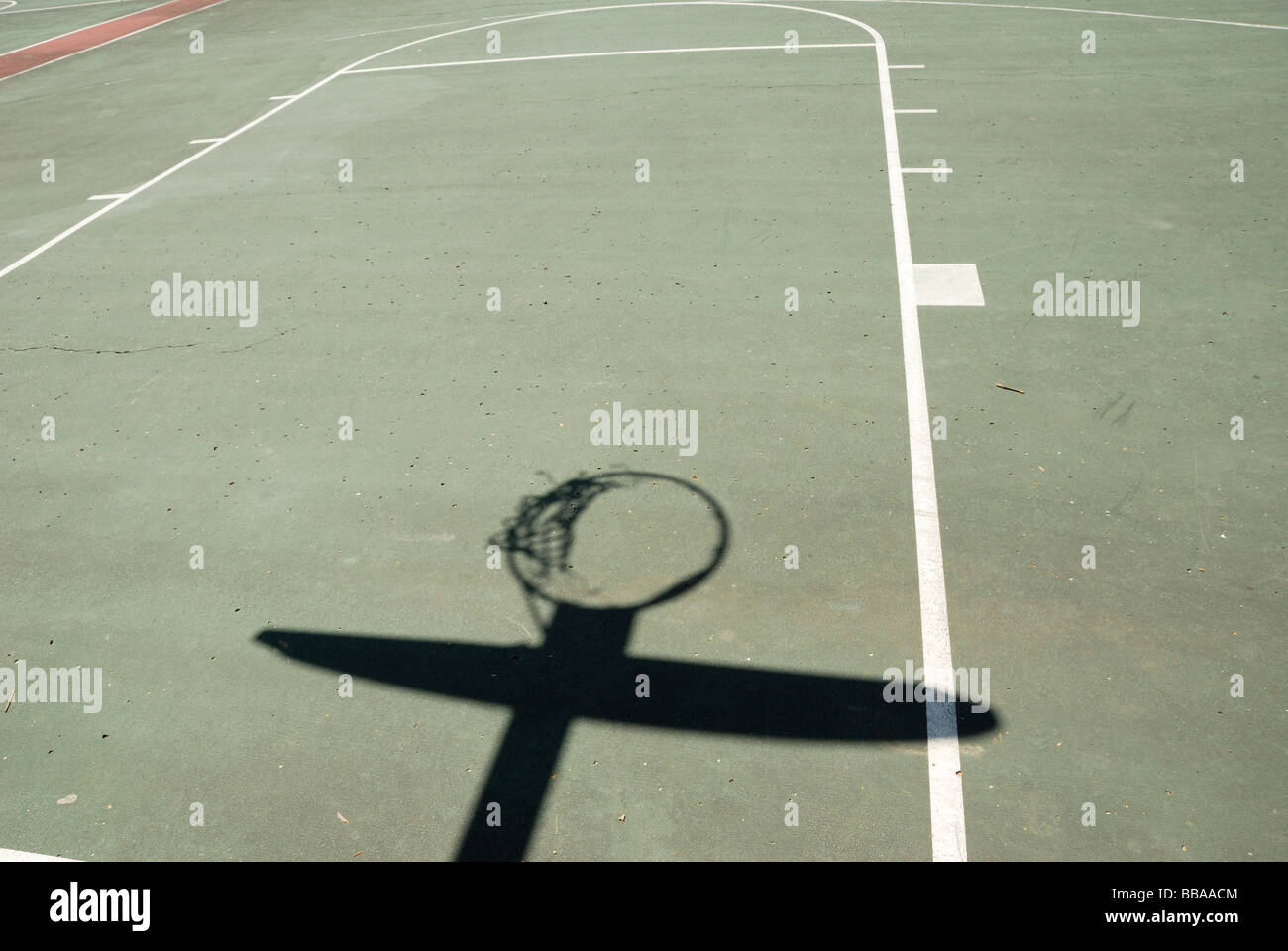 basketball court and shadow of rim and net Stock Photo - Alamy