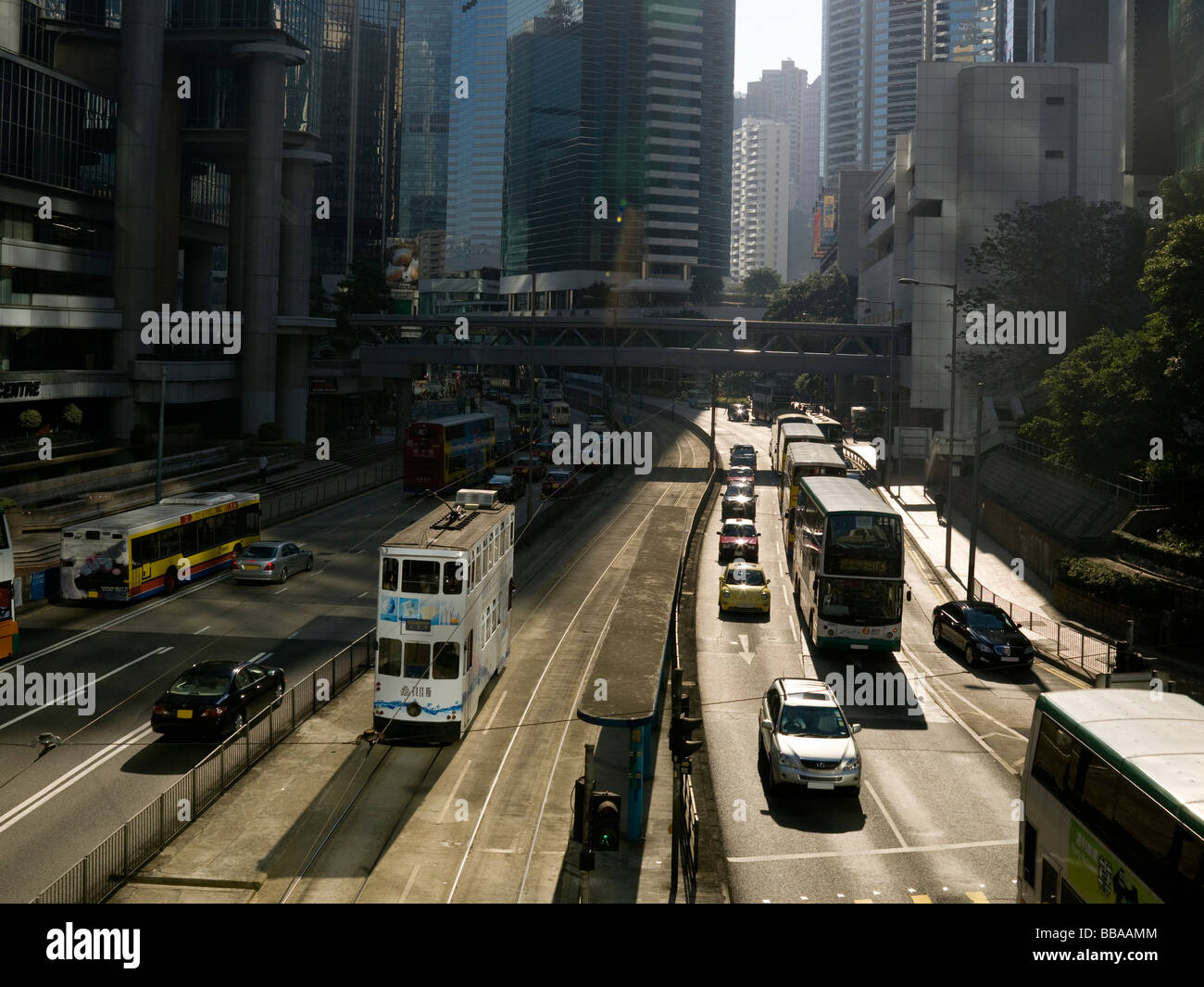 Man walking on overpass in Kowloon district; Asia Stock Photo - Alamy