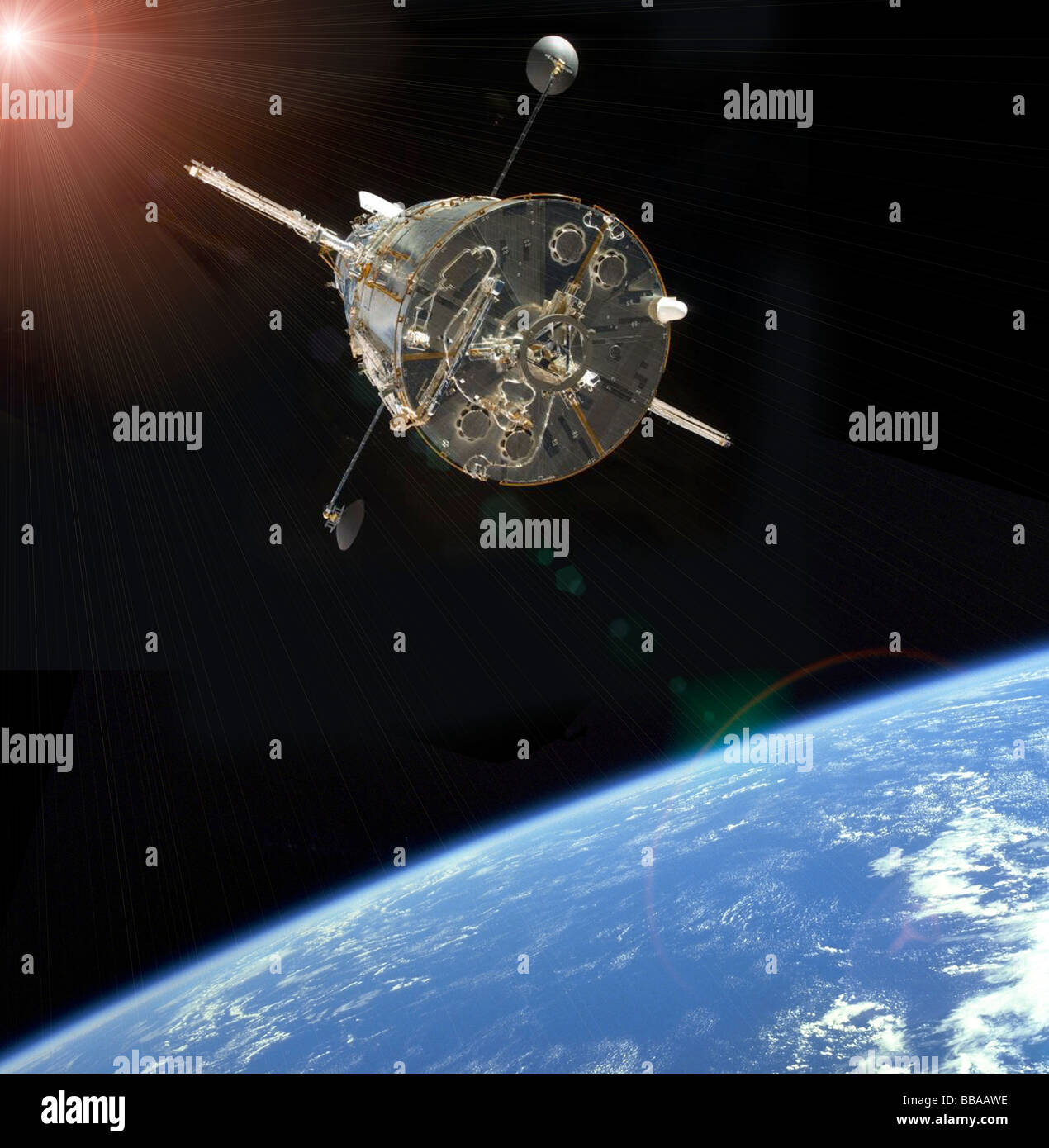 NASA Hubble Telescope above earth Stock Photo - Alamy
