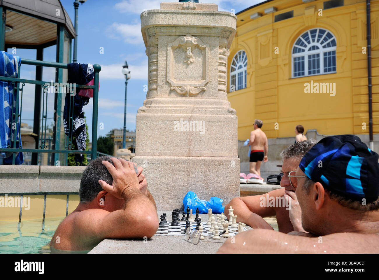Chess players at The Szechenyi Baths in Budapest Hungary Stock Photo ...