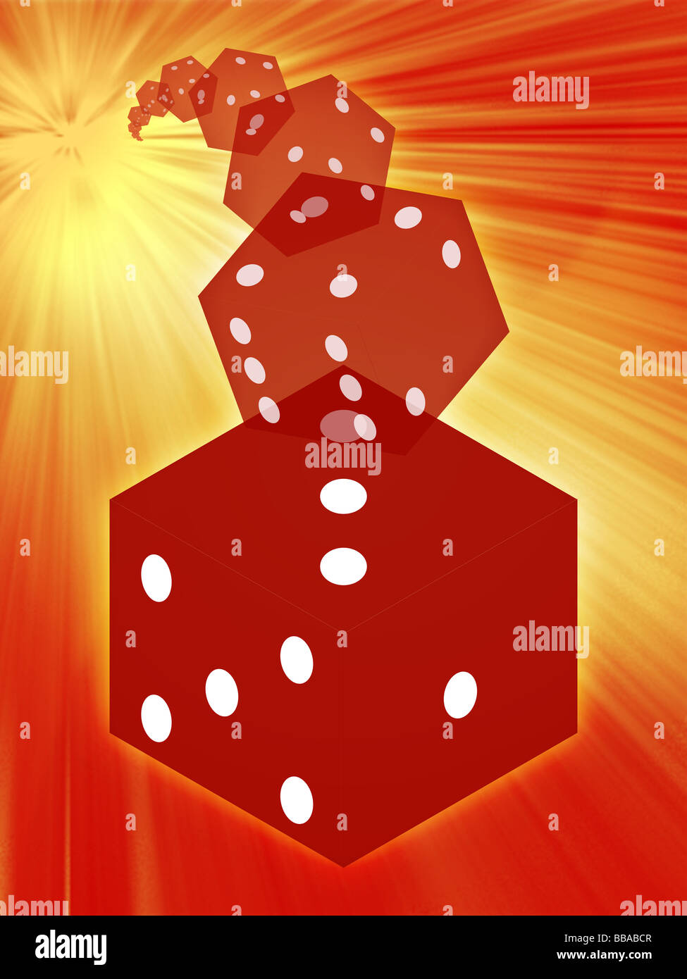 Illustration of translucent rolling red dice showing gambling Stock ...