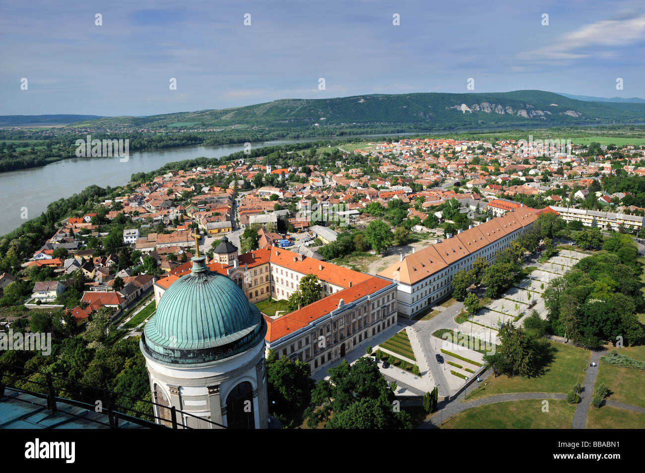 View of The River Danube with the Slovakian border left and Hungarian ...