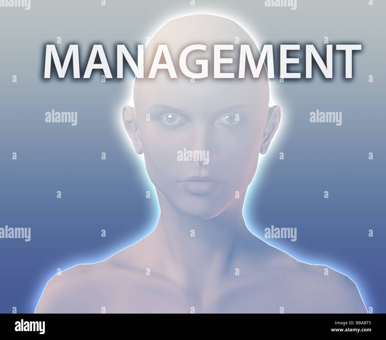 Illustration of woman s face with management strategy slogan Stock ...