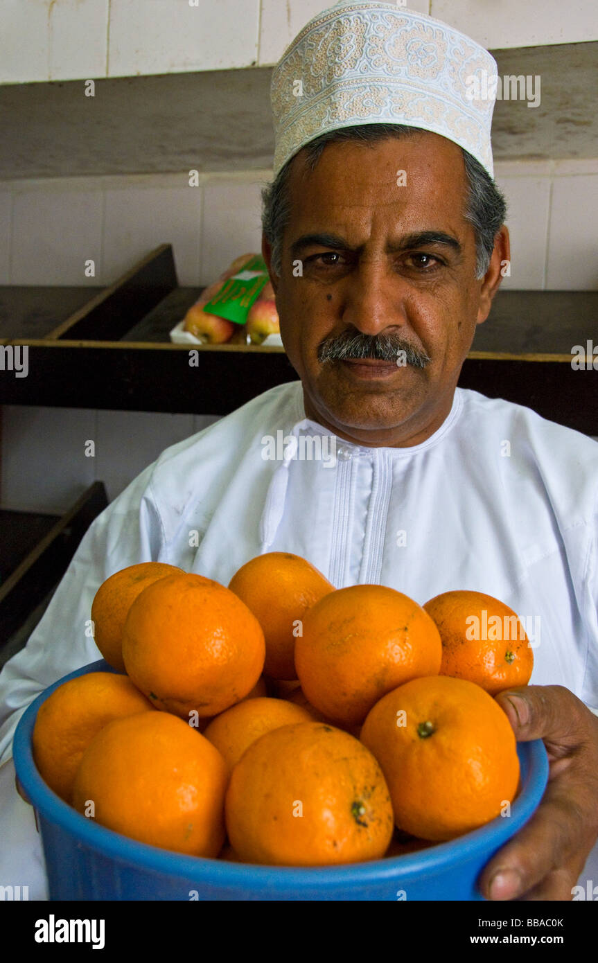 Fruit vendor at Mutrah Vegetable and fruit market in Muscat Oman Stock ...