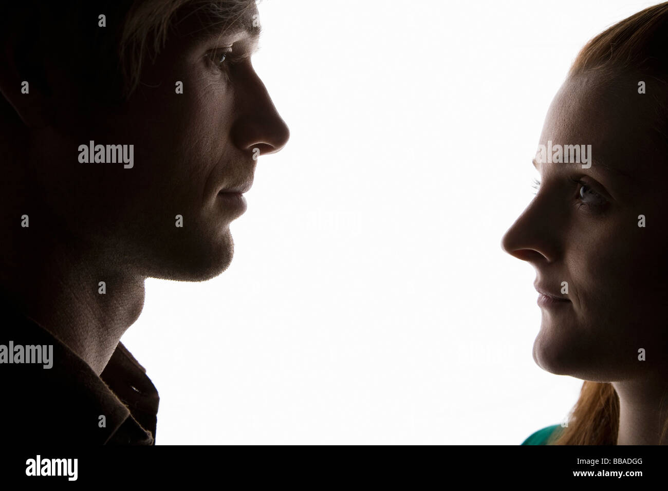 Man woman close up face studio hi-res stock photography and images - Alamy